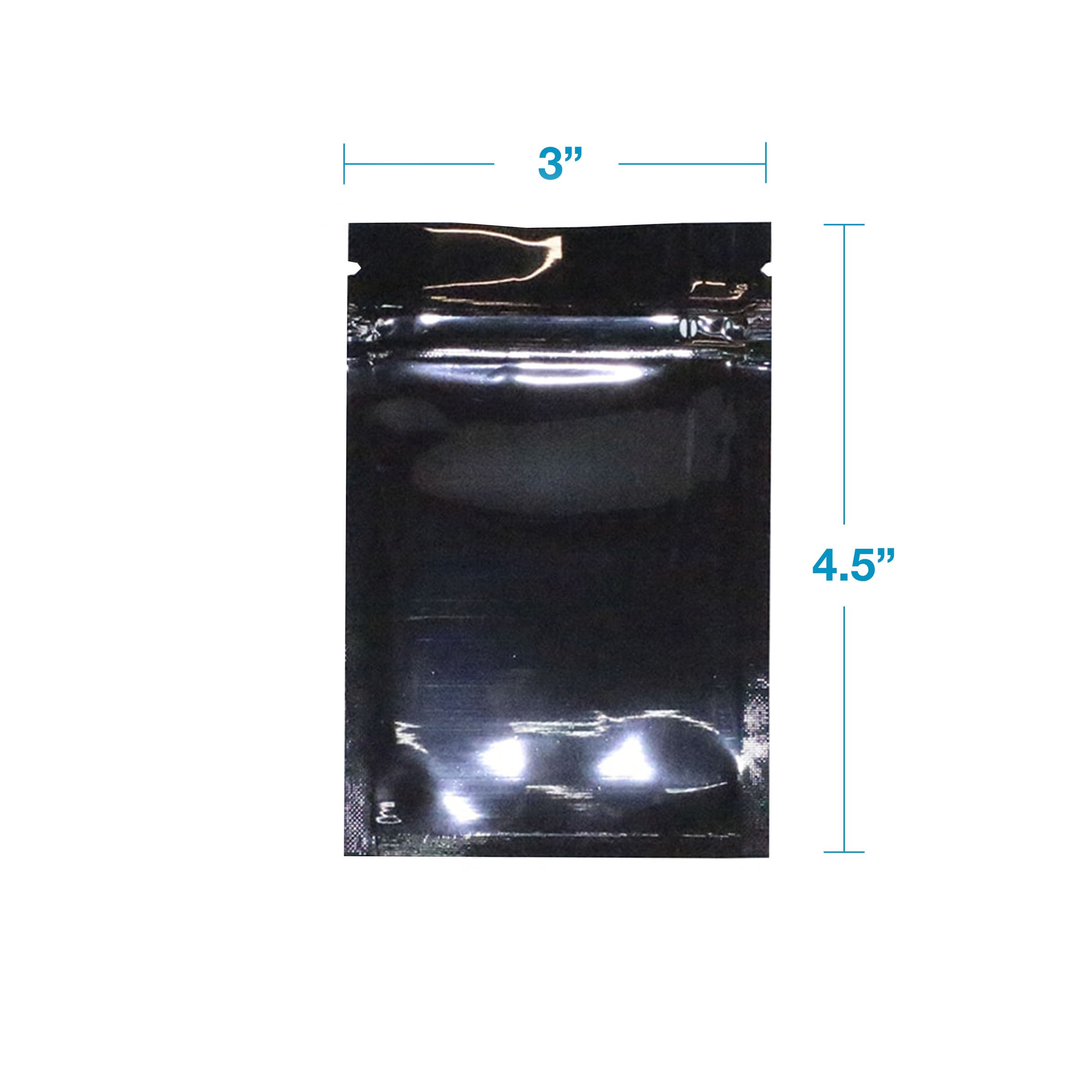 1 Gram Mylar Bags for Herbal Substances - Black, 1000 pieces