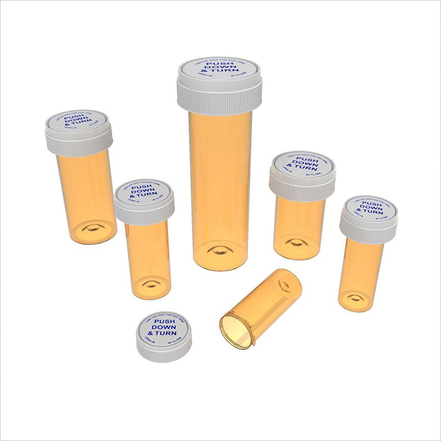Child Resistant Reversible Cap Vials | 420 Stock